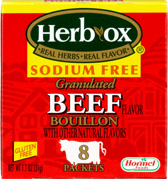 Sodium Free Granulated Beef Bouillon Packets - HERB-OX® bouillon