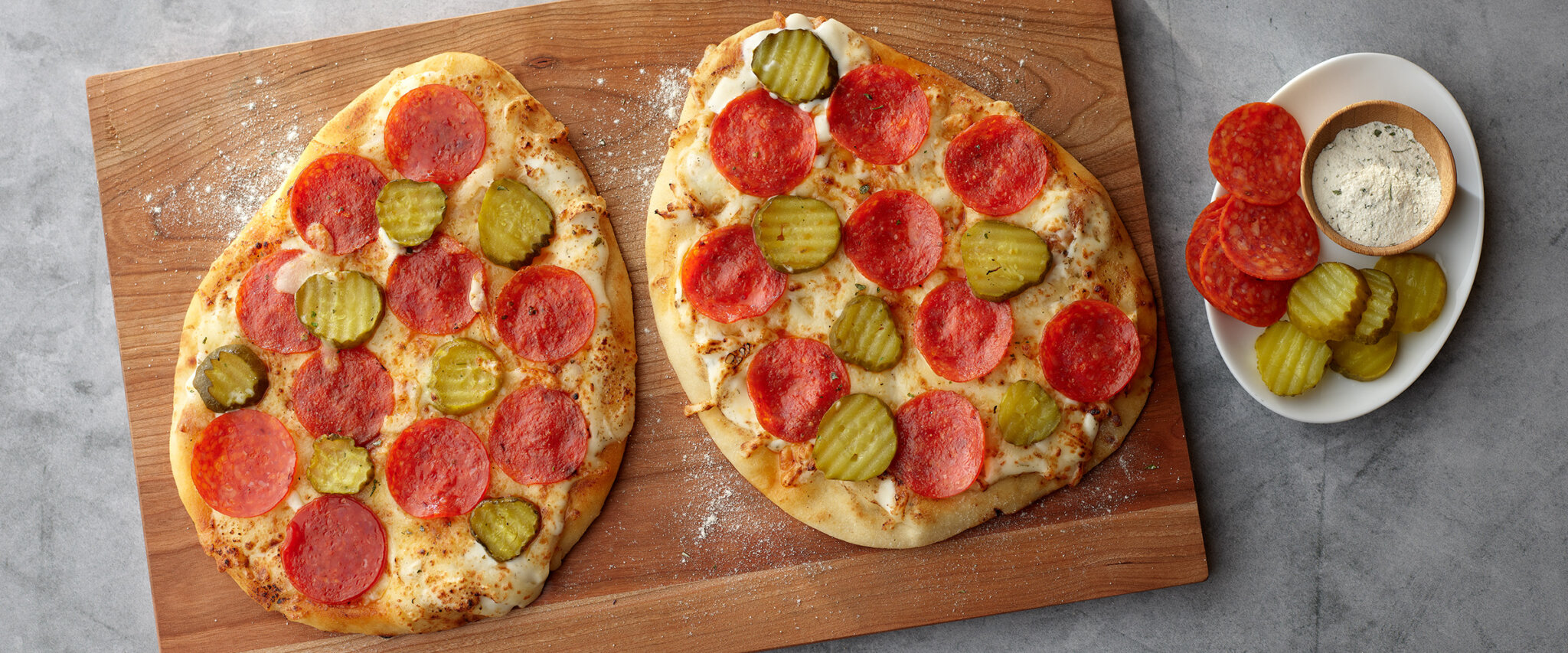 Dill Pickle Pepperoni Flatbread - HORMEL® Pepperoni