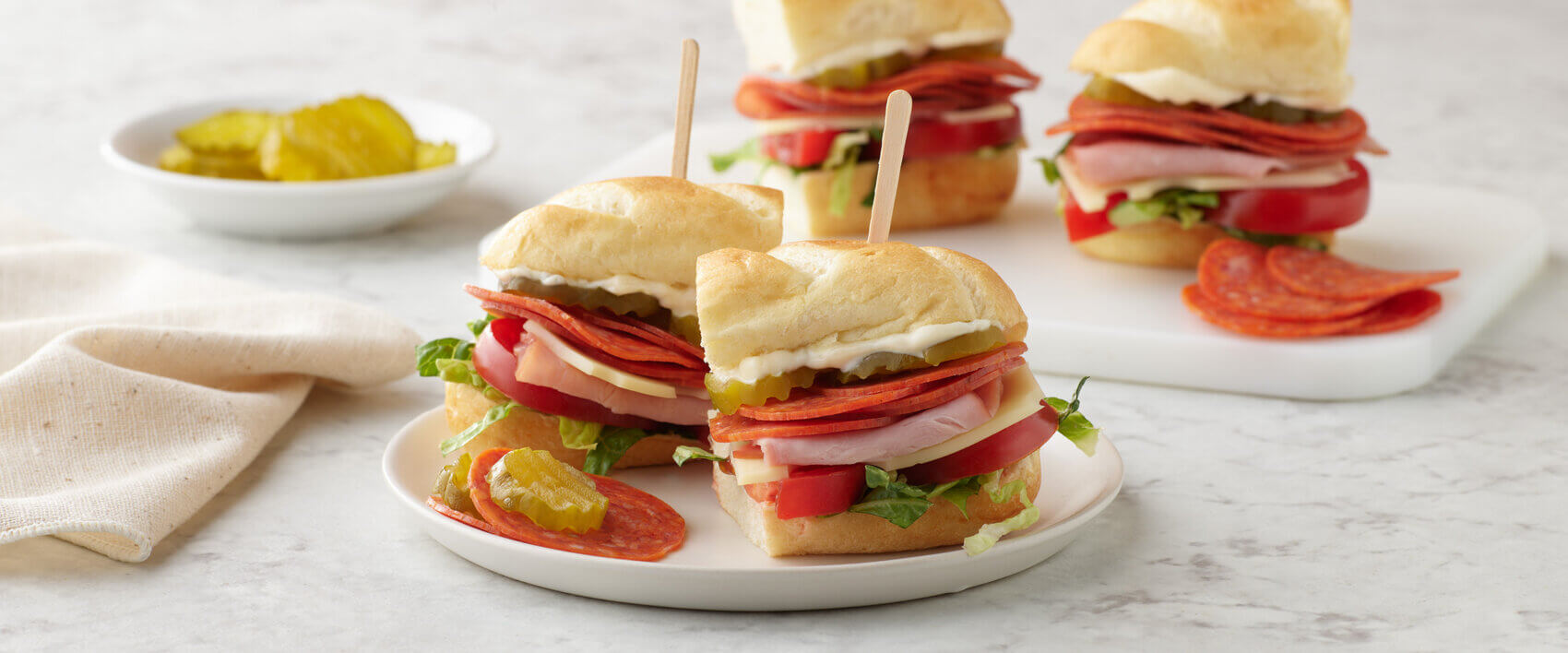 Dill Pickle Pepperoni Mini Submarine Sandwiches - HORMEL® Pepperoni
