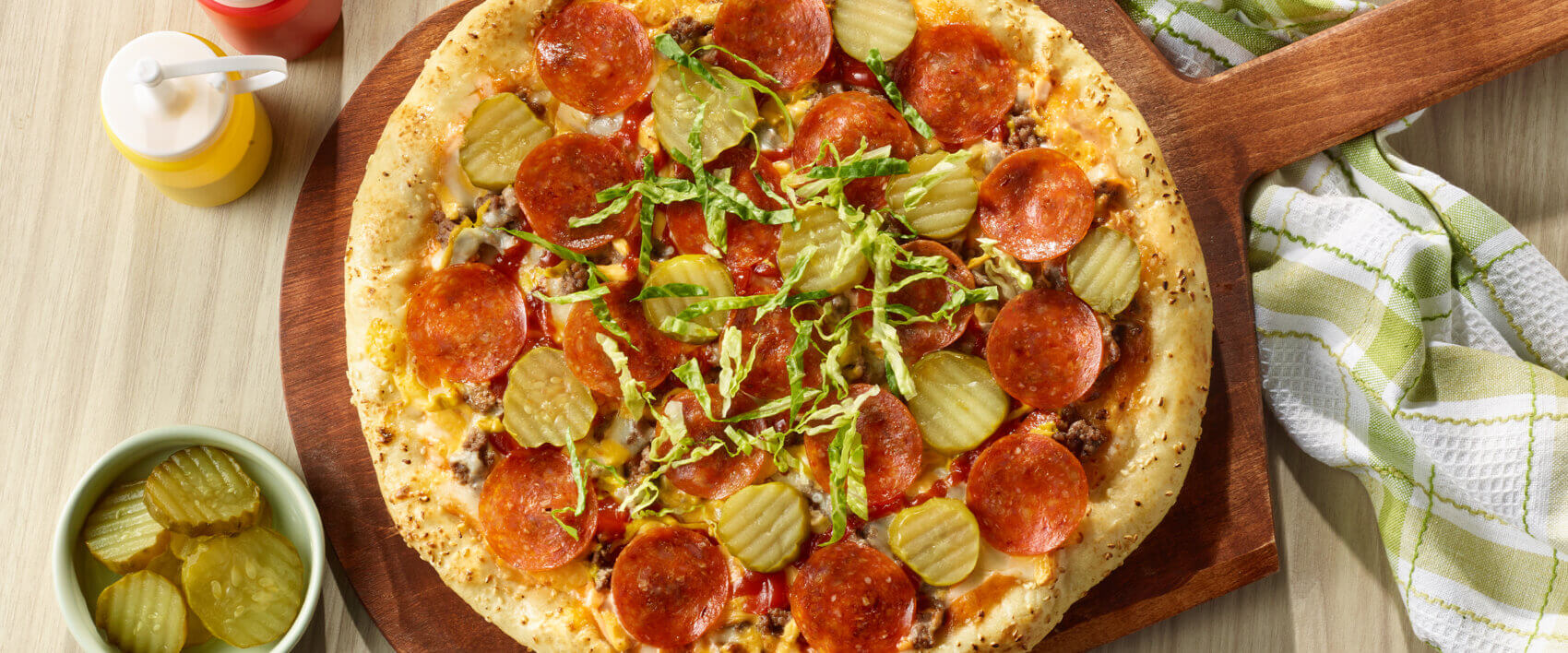 Cheeseburger Dill Pickle Pepperoni Pizza - HORMEL® Pepperoni