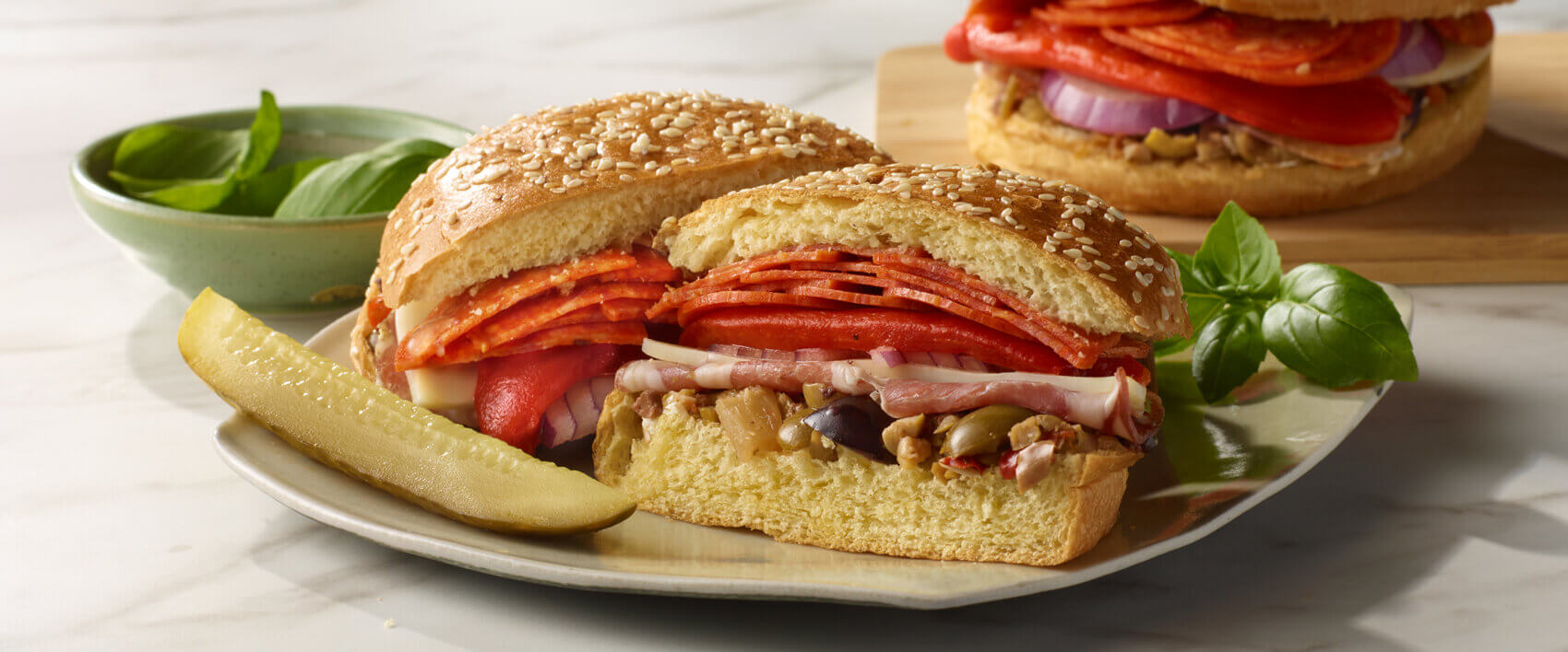 Dill Pickle Pepperoni Mini Muffuletta Sandwiches - HORMEL® Pepperoni