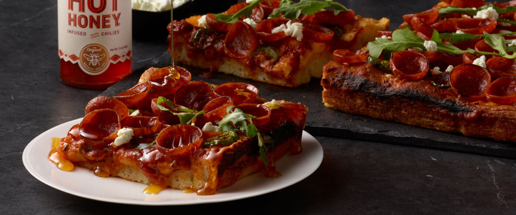 Cup N' Crisp Pepperoni Detroit-Style Pizza with Hot Honey - HORMEL ...